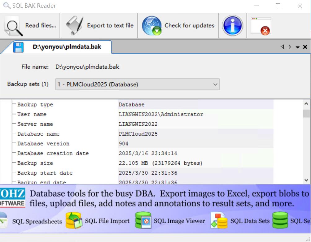 查看SQL备份文件.bak文件内容识别SQL Server版本(SQL BAK Reader-SQL Server备份文件查看工具) -老梁`s Blog（老梁博客,老梁IT技术博客）